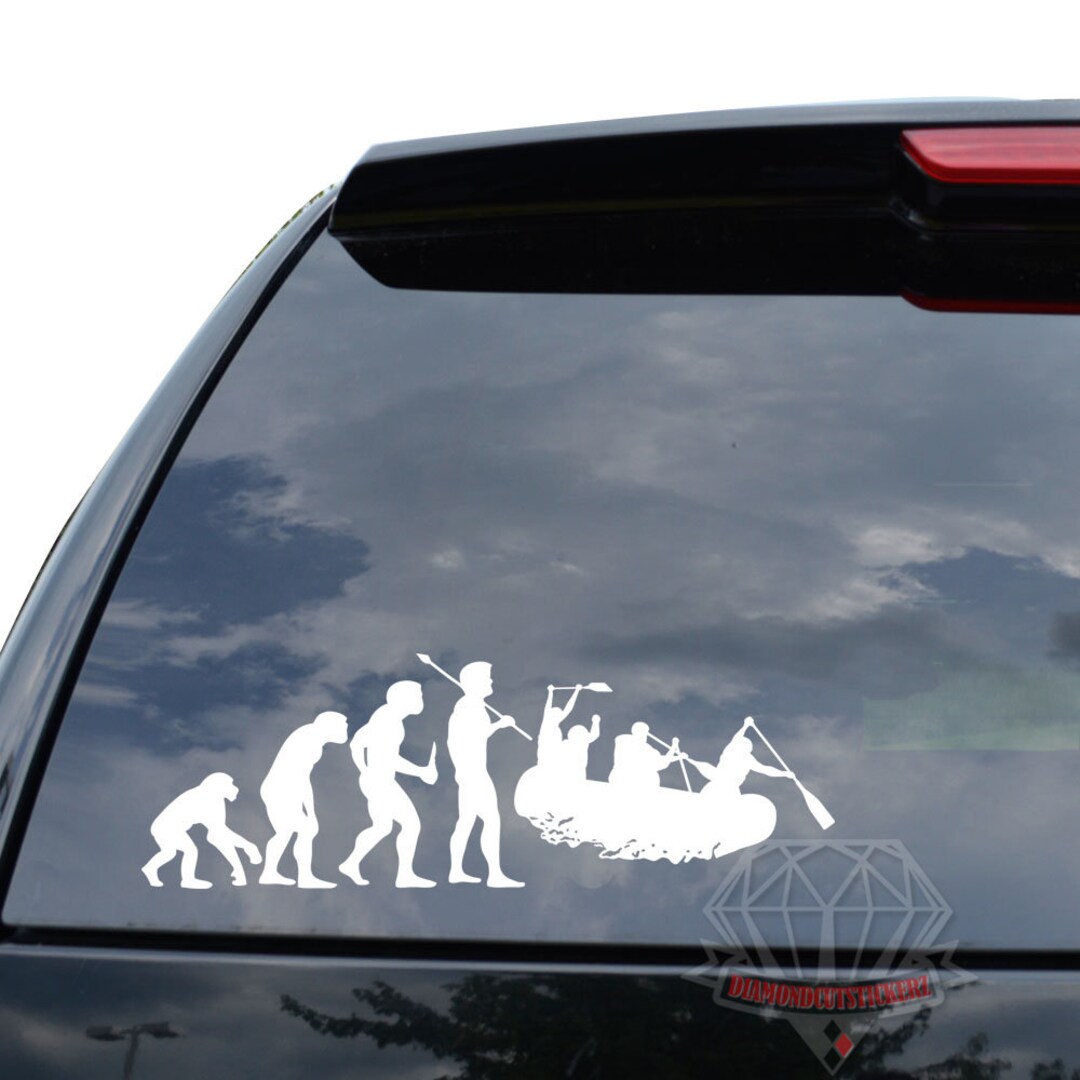 Theory of Evolution Whitewater Rafting Boat Oar Ape Human Sticker Decal ...