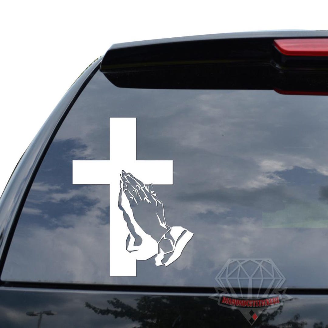 Christian Cross Praying Hands Pray Prayer Sticker Decal for Car Truck ...