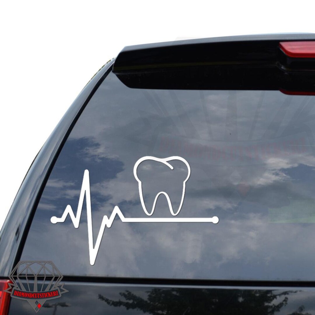 Dental Dentist Hygienist Tooth Heartbeat EKG Lifeline Tooth Sticker ...