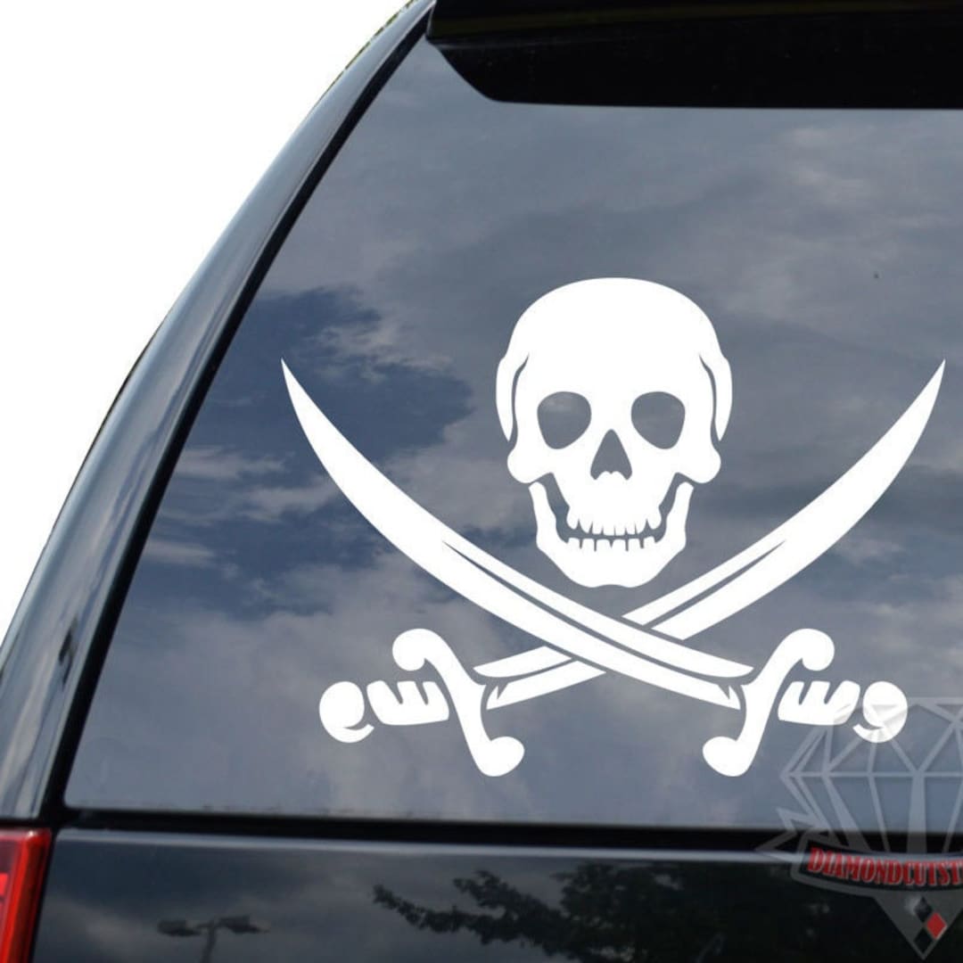 Jolly Roger Pirate Skull Swords Sticker Decal for Car Truck Motorcycle ...