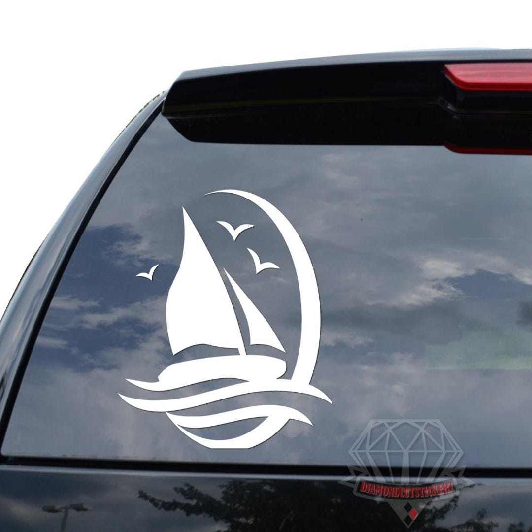 Sailboat Sailing Sailor Sail Ocean Seagull Bird Sticker Decal for Car ...