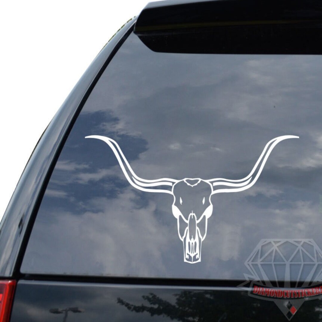 Longhorn Cow Bull Skull Bones Cattle Ranch Style 2 Sticker Decal for ...