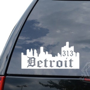 Detroit City 313 Area Code Skyline Landscape Decal for Car Truck ...