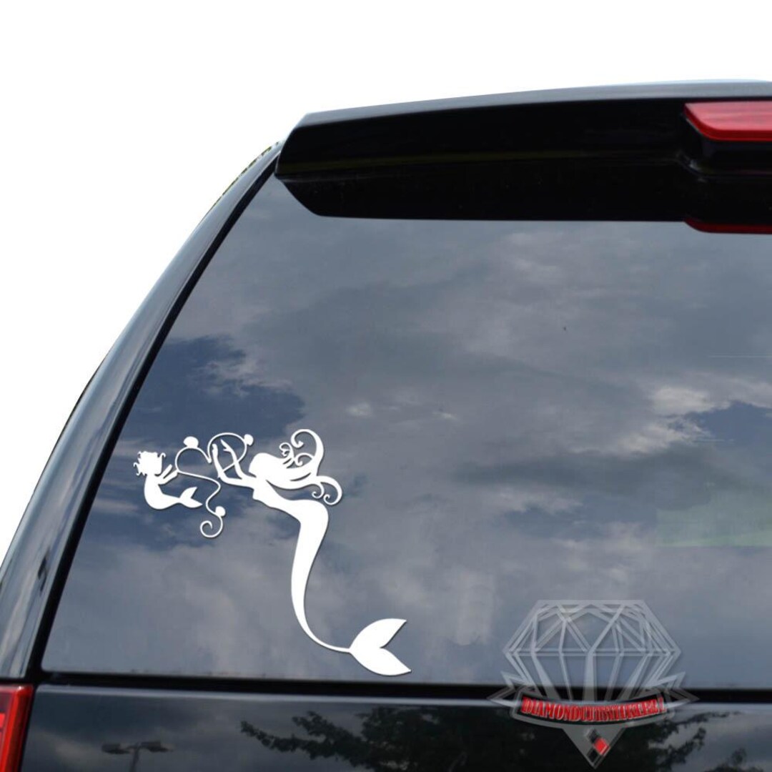 Mermaid Fish Mom and Baby Child Sea Ocean Sticker Decal for Car Truck ...
