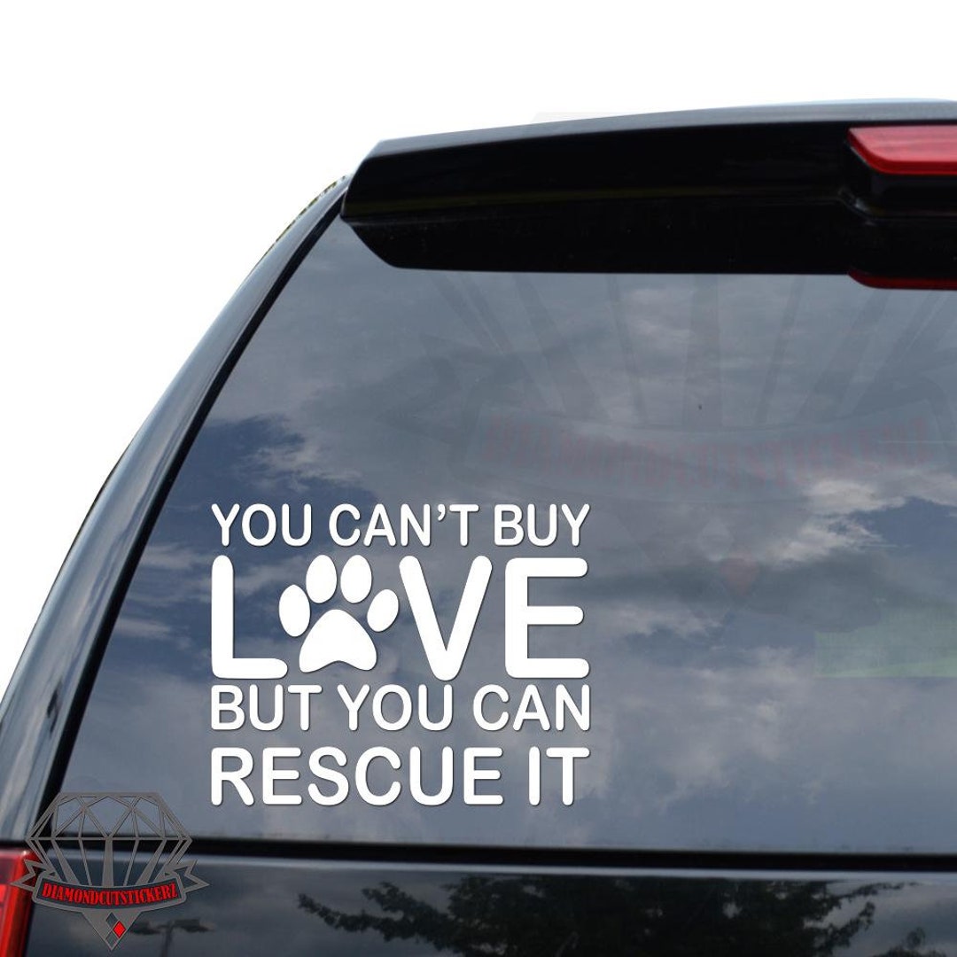 Love Dog Rescue Paw Print Tracks Pet Sticker Decal for Car Truck ...