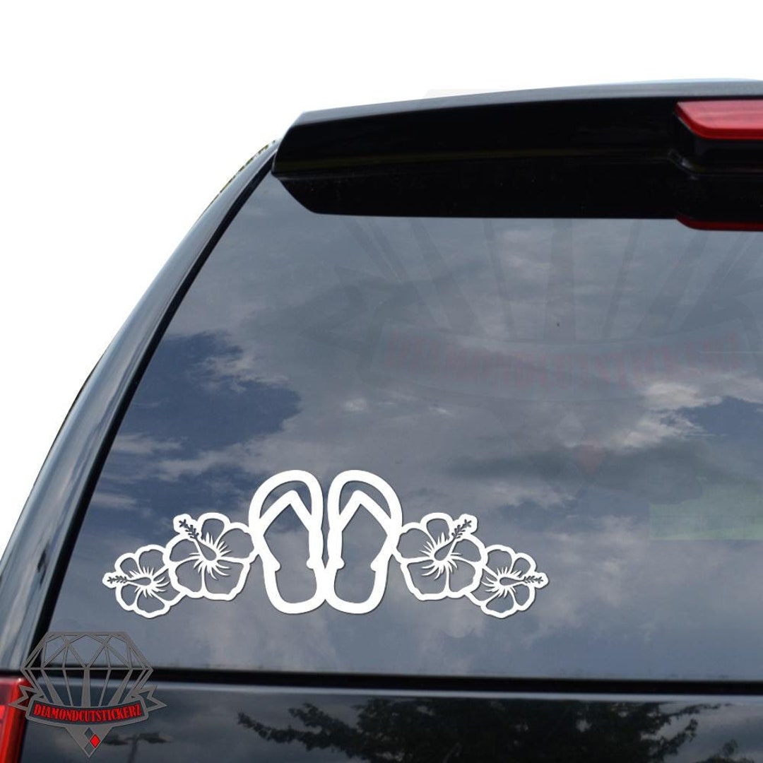 Hibiscus Flower Hawaii Beach Sandals Flip Flops Sticker Decal for Car ...