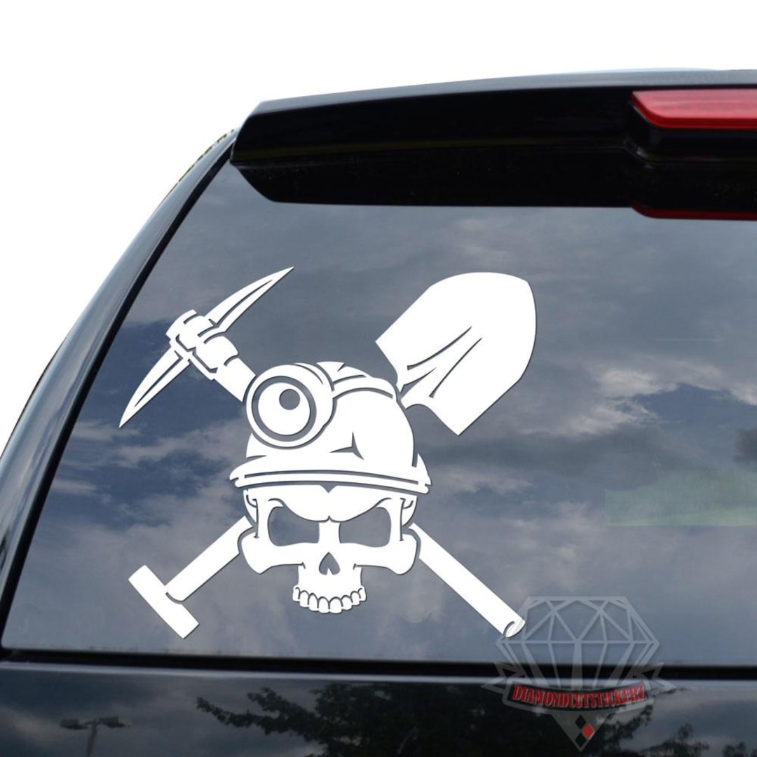Coal Miner Death Skull Bone Crossed Hammer Sled Mining Sticker Decal ...