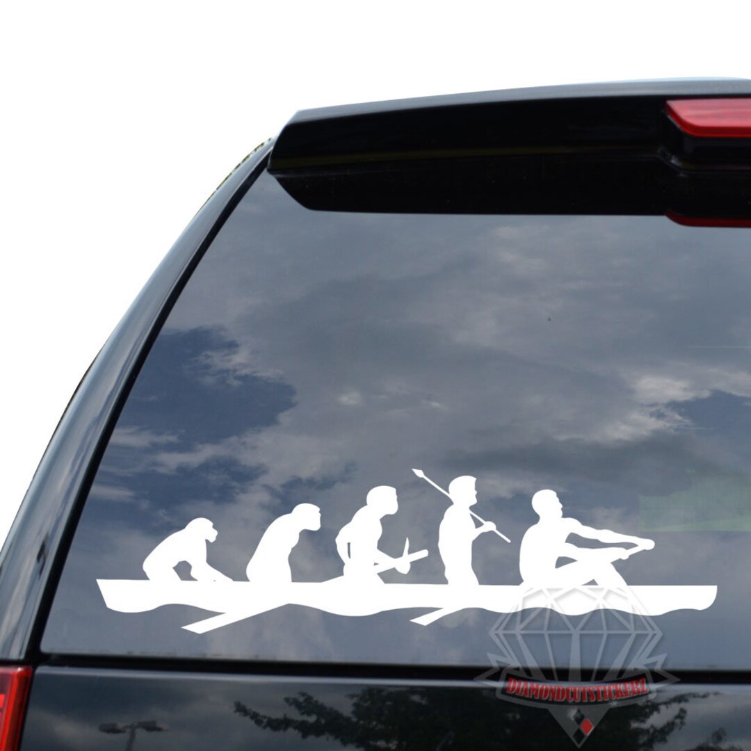 Theory of Evolution Boat Rowing Rowboat Paddle Oar Ape Human Sticker ...