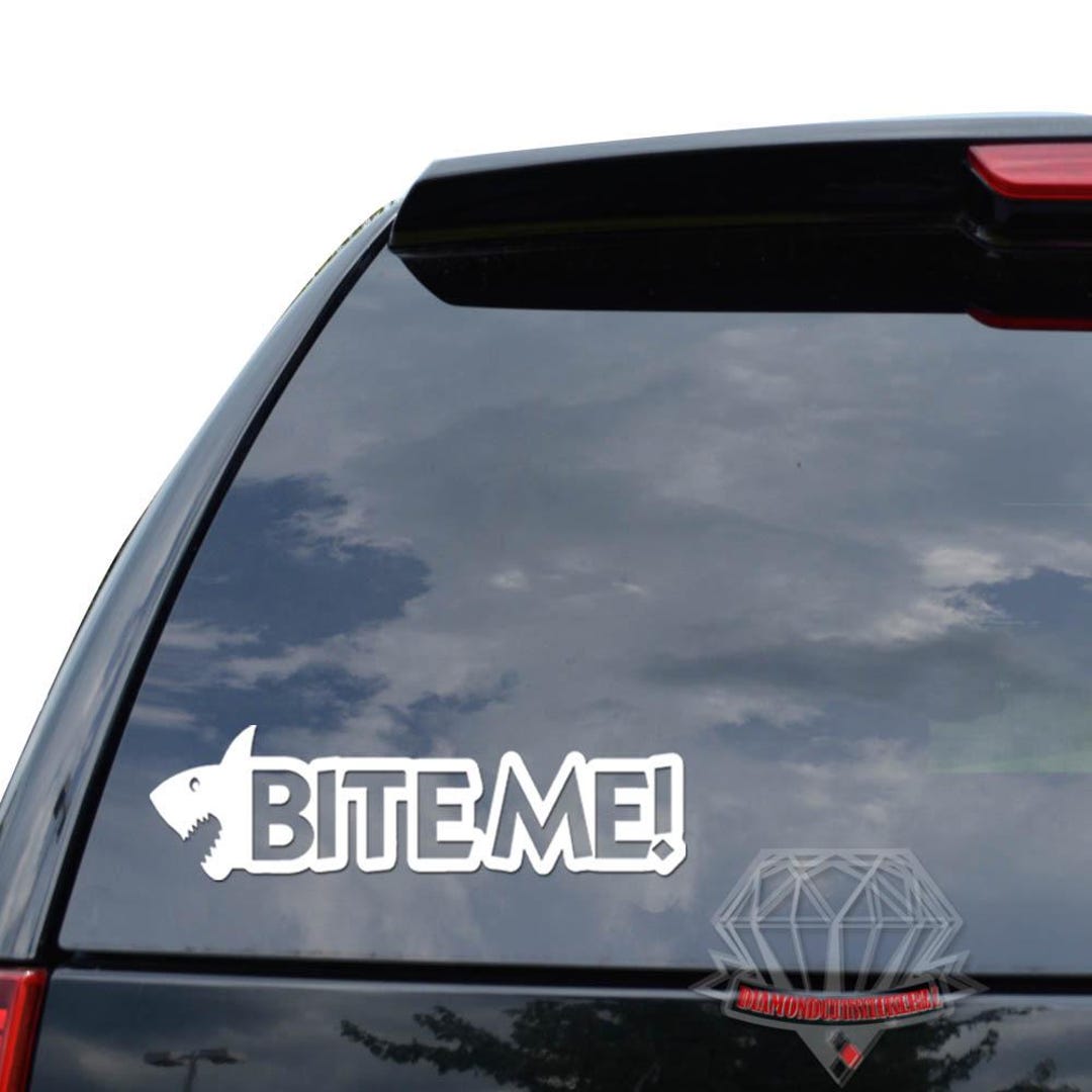 Bite Me Shark Fish Sticker Decal for Car Truck Motorcycle Window Bumper ...