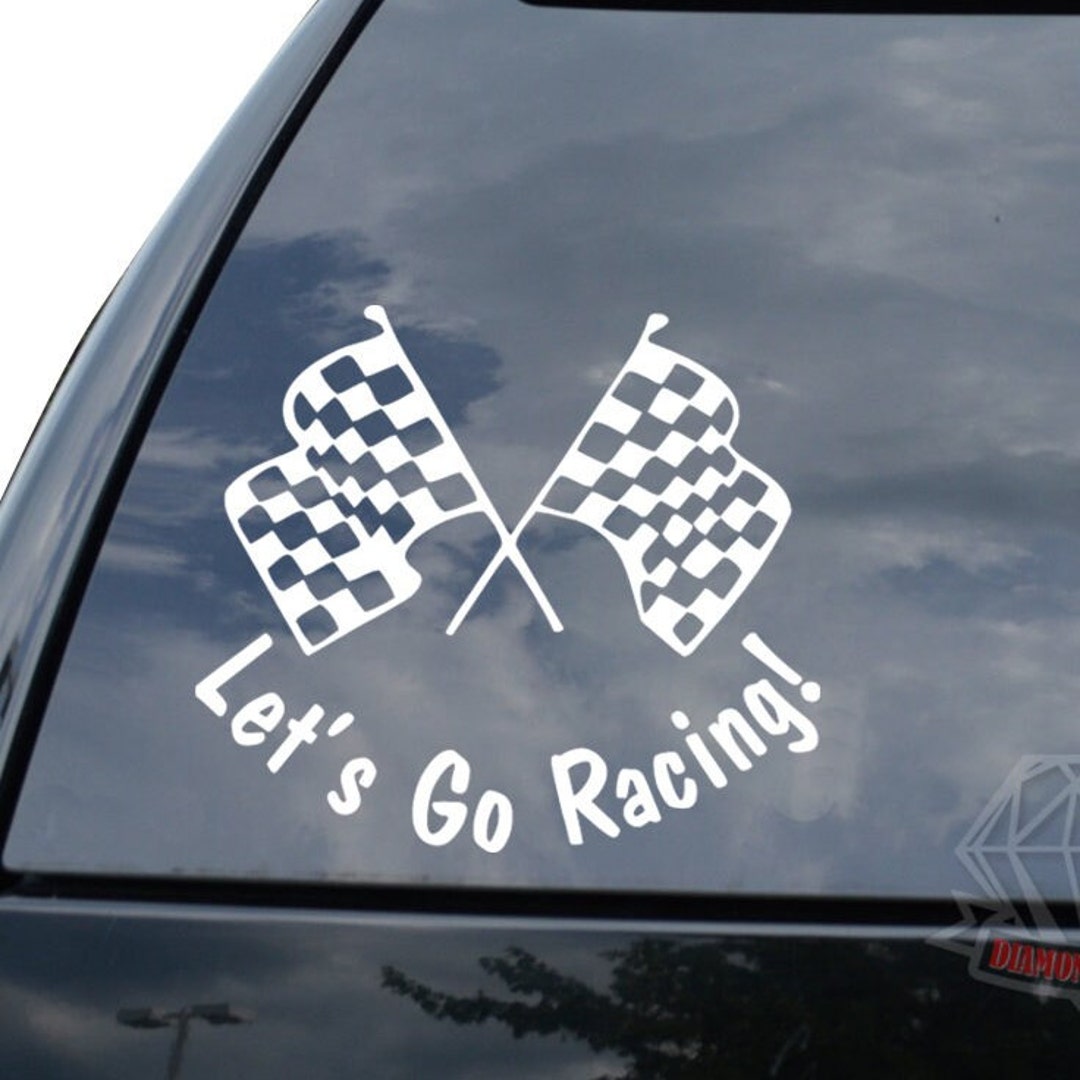 Let's Go Racing Checkered Flag Race Fan Motorsports Sticker Decal for ...