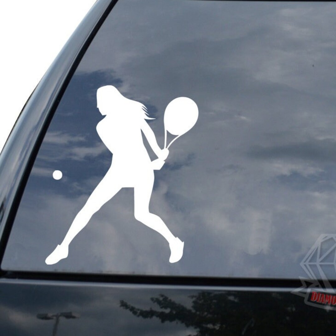 Girl Women Tennis Court Ball Racket Sports Sticker Decal for Car Truck ...