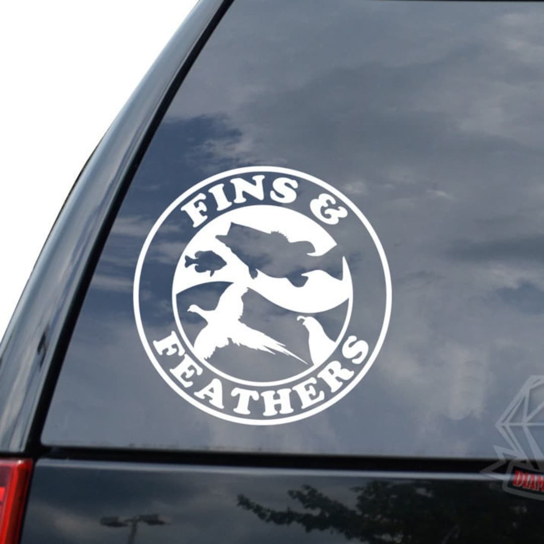 Fins and Feathers Fishing Pheasant Hunting Sticker Decal for Car Truck ...