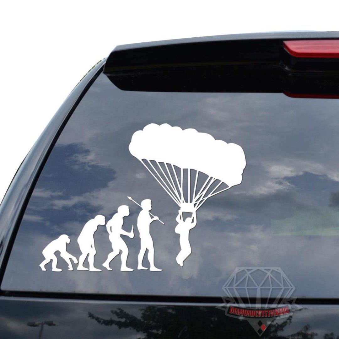 Ape Human Evolution of Sky Diving Diver Parachuting # Sticker Decal for ...