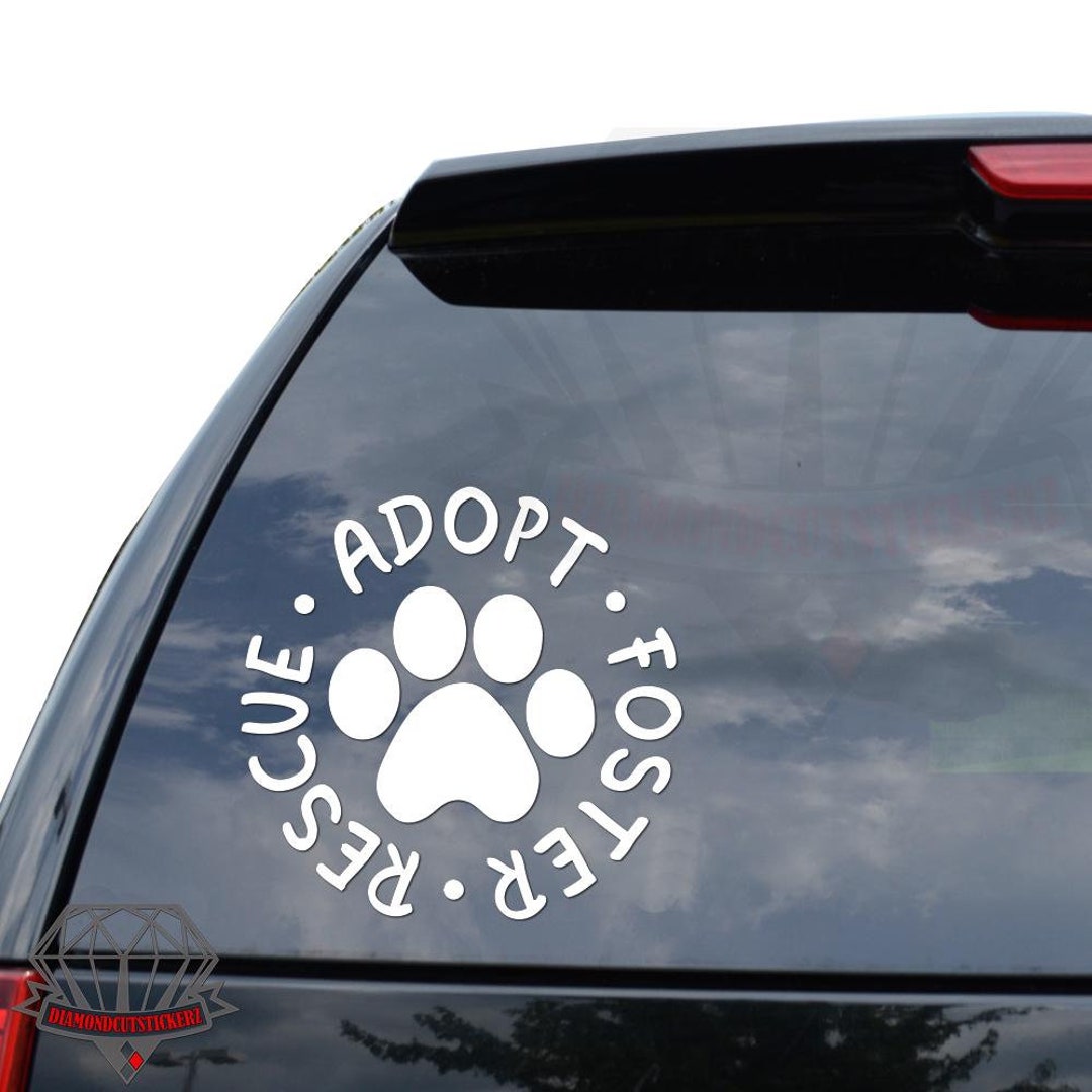 Rescue Adopt Foster Dog Paw Print Tracks Pet Sticker Decal for Car ...