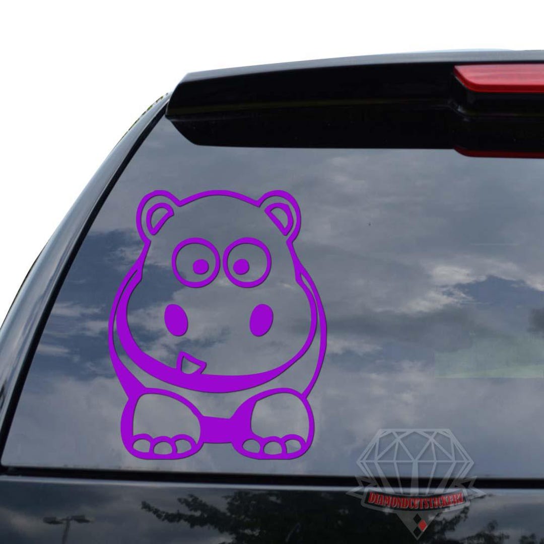 Cute Happy Hippo Animal Wildlife Sticker Decal for Car Truck Motorcycle ...