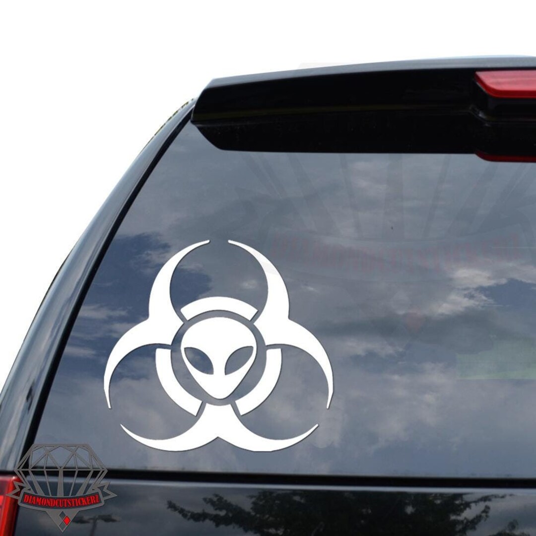 Alien Head Biohazard UFO Spaceship Sticker Decal for Car Truck ...