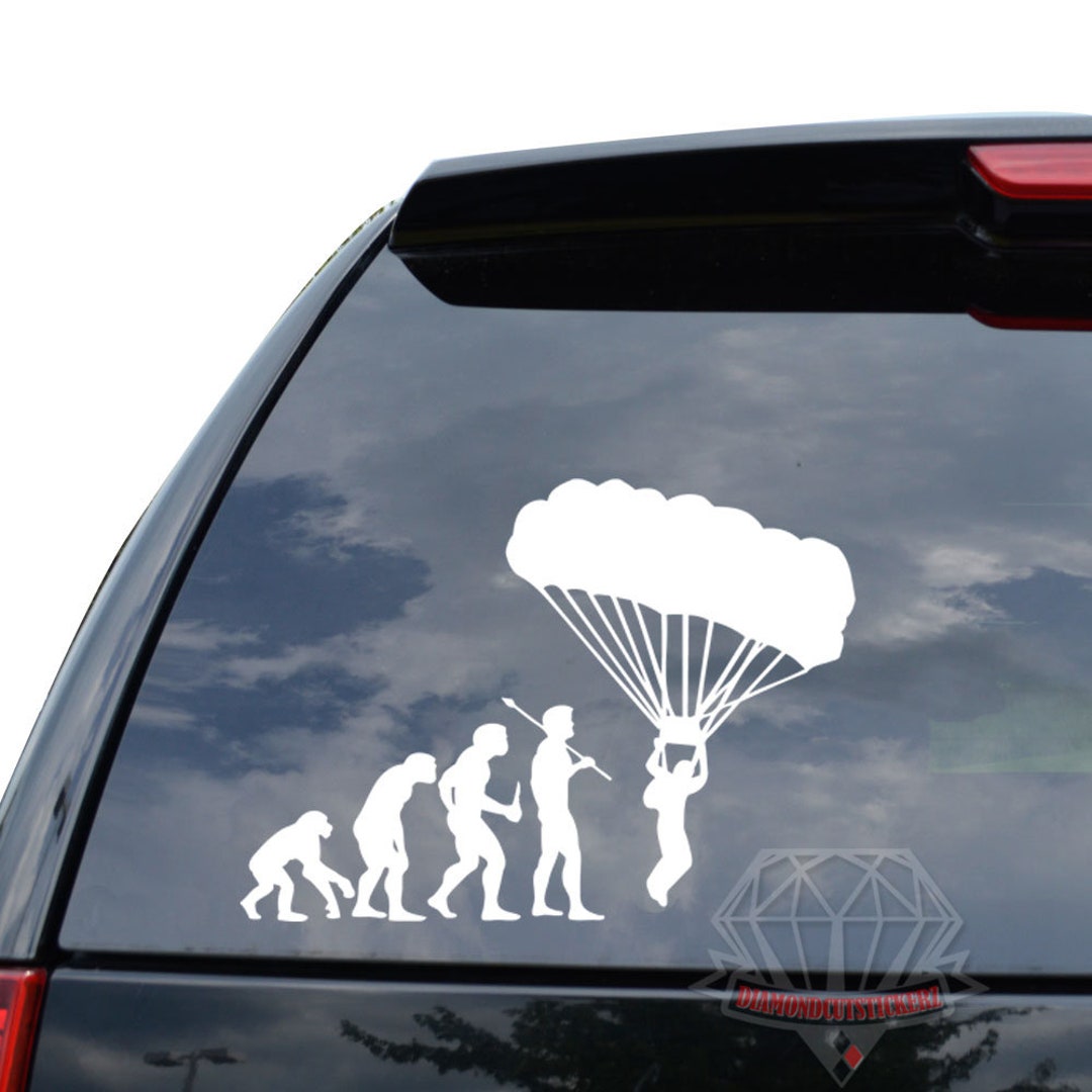 Theory of Evolution Skydiving Parachuting Ape Human Sticker Decal for ...
