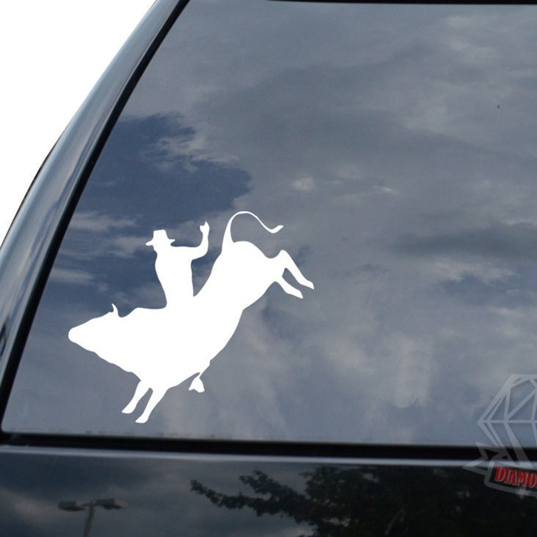 Cowboy Bull Riding Bull Rider Rodeo Sticker Decal for Car Truck ...