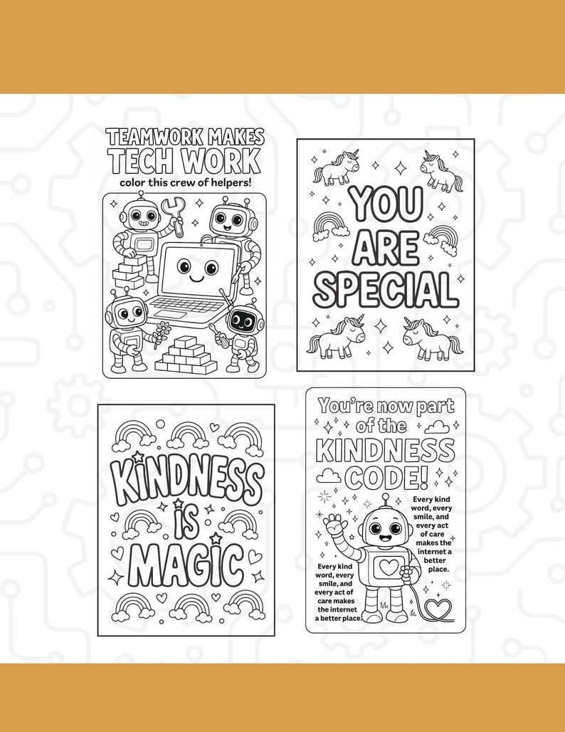Kindness Code Robot Coloring Pages | Digital Citizenship Activity Book ...