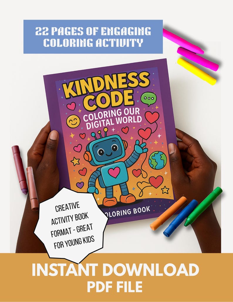 Kindness Code Robot Coloring Pages | Digital Citizenship Activity Book ...