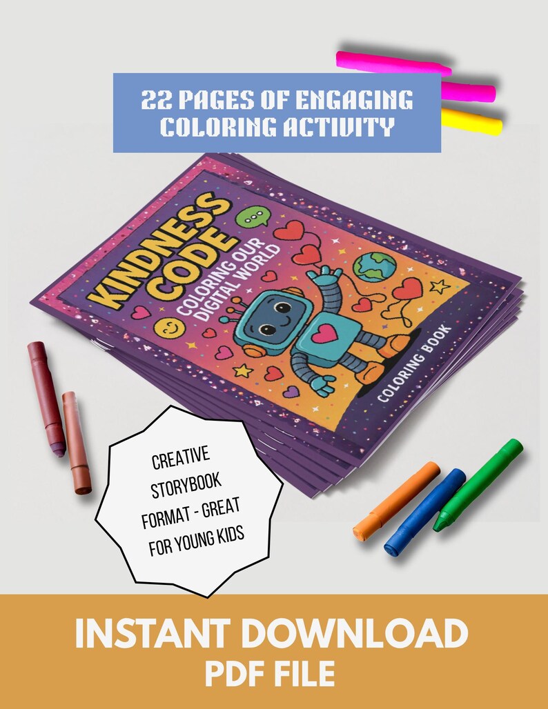 Kindness Code Robot Coloring Pages | Digital Citizenship Activity Book ...