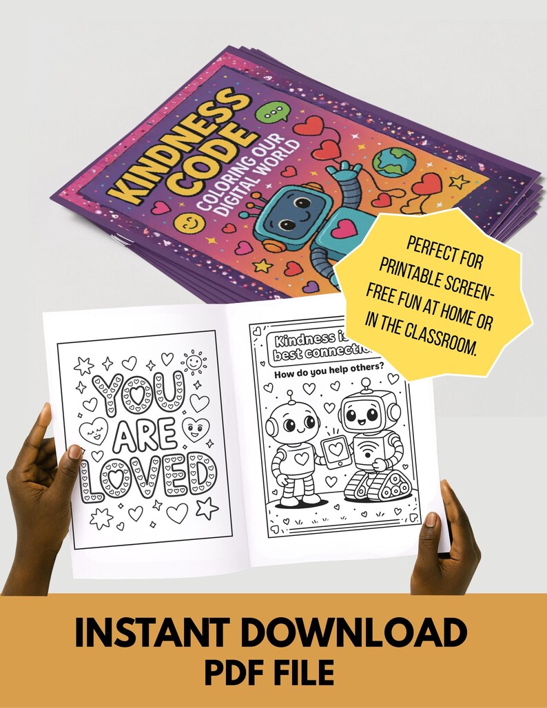 Kindness Code Robot Coloring Pages | Digital Citizenship Activity Book ...