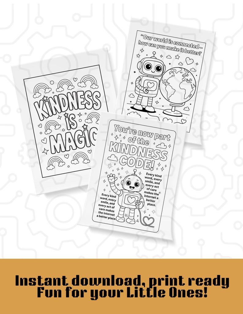 Kindness Code Robot Coloring Pages | Digital Citizenship Activity Book ...