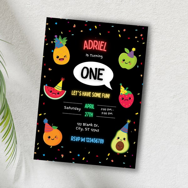 Dancing Fruit First Birthday Invitation - Etsy