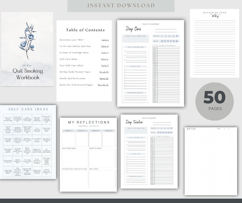 Quit Smoking 30 Day Workbook Planner - Etsy
