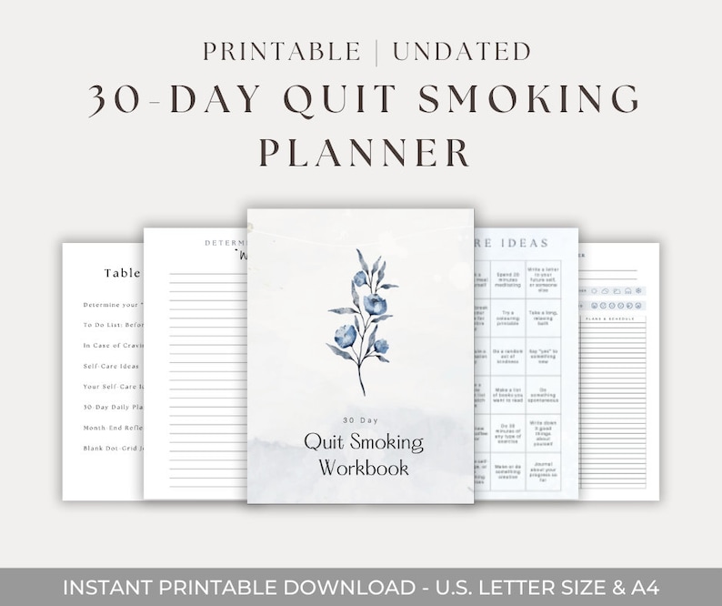 Quit Smoking 30 Day Workbook Planner - Etsy