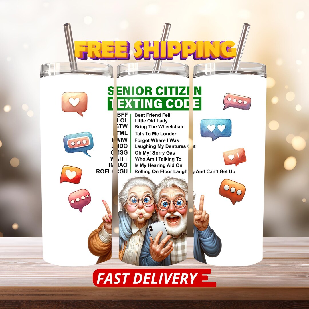 Senior Citizen Texting Code - 20oz Tumbler - Etsy