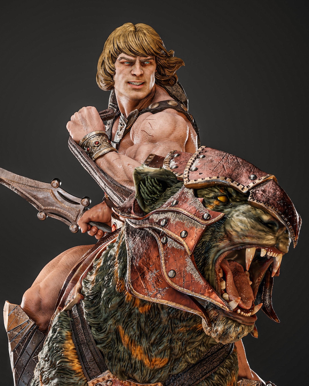 He-man Riding Battlecat - Legendary Hero for Masters of the Universe MOTU Fans and Painters ...