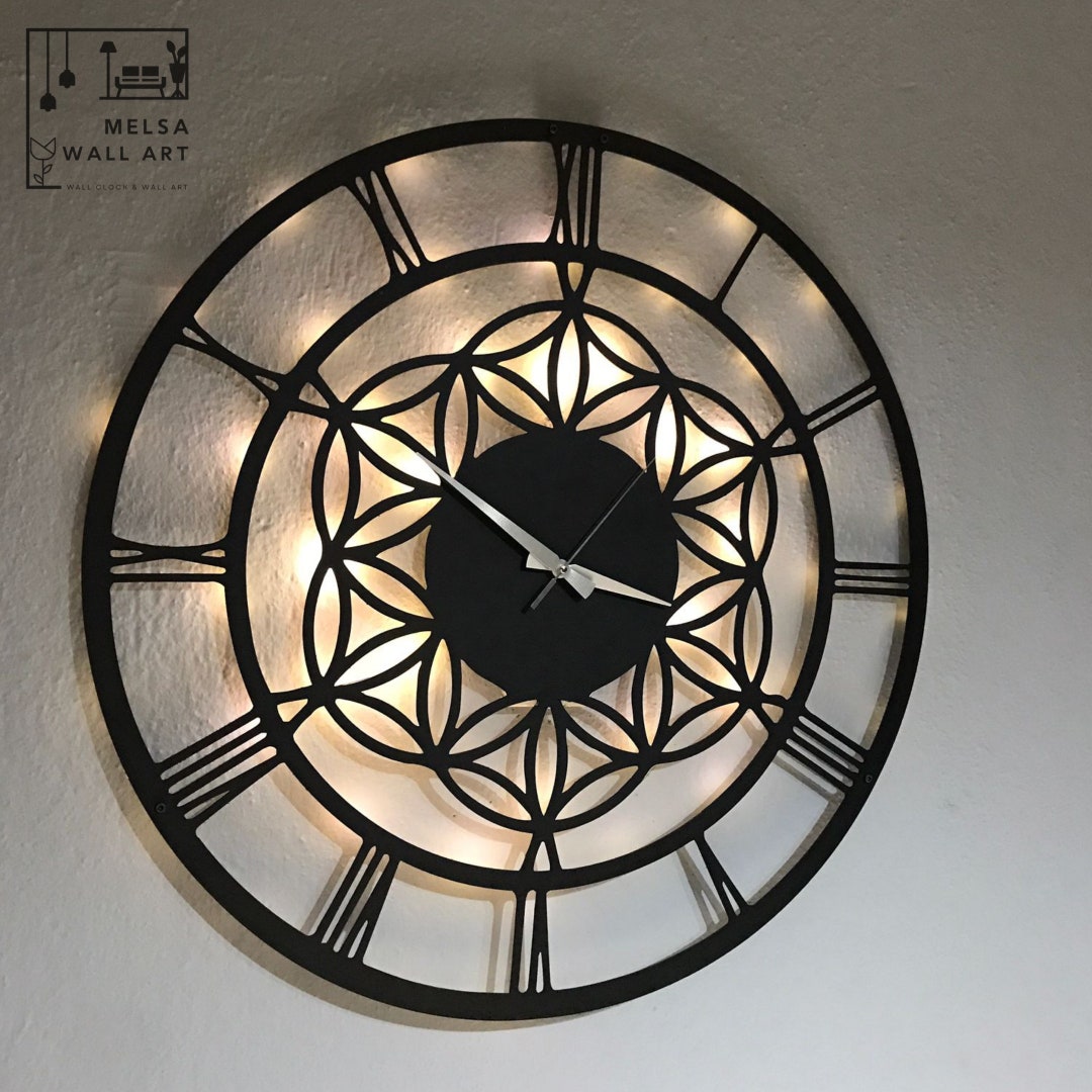 Led Light Bohemian Large Wall Clock, Modern Wall Clock, Oversized Wall ...