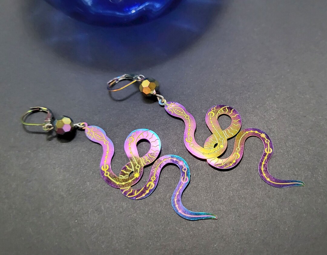 Celestial Serpents Rainbow Snake Earrings - Etsy