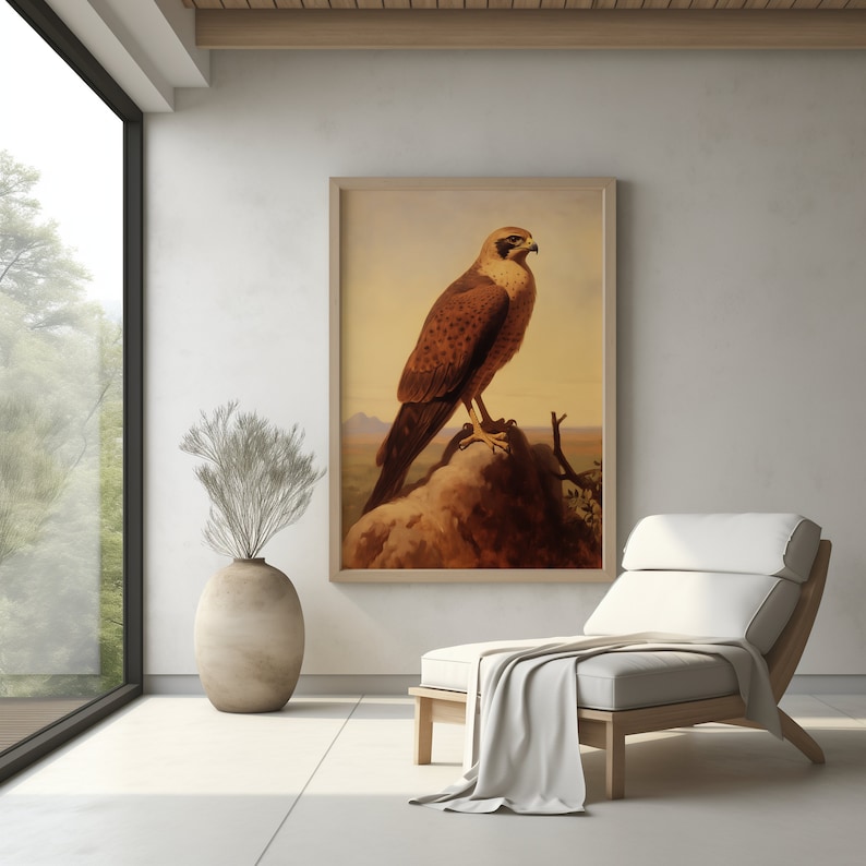 Sovereign Perch: Hawk on a Rock Printable Art - Etsy