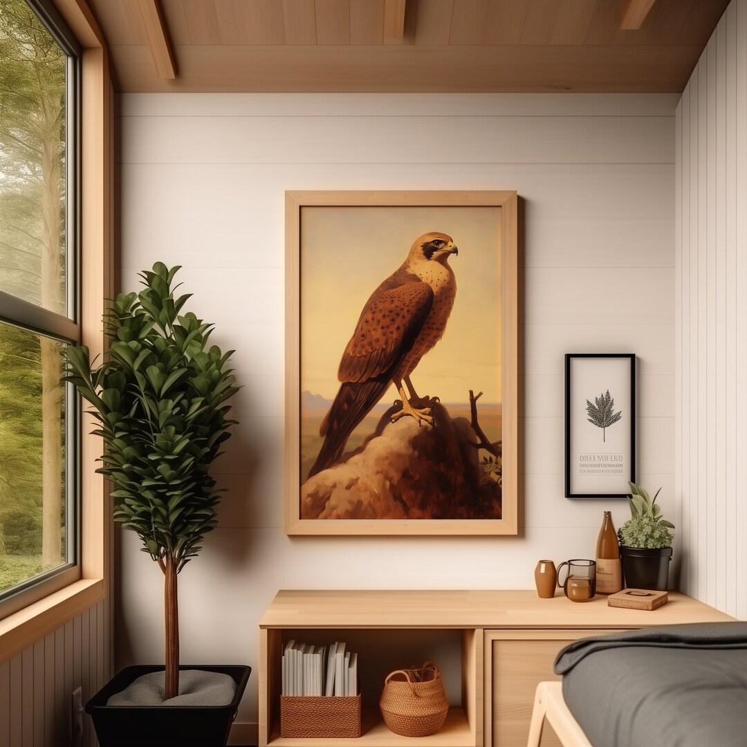 Sovereign Perch: Hawk on a Rock Printable Art - Etsy