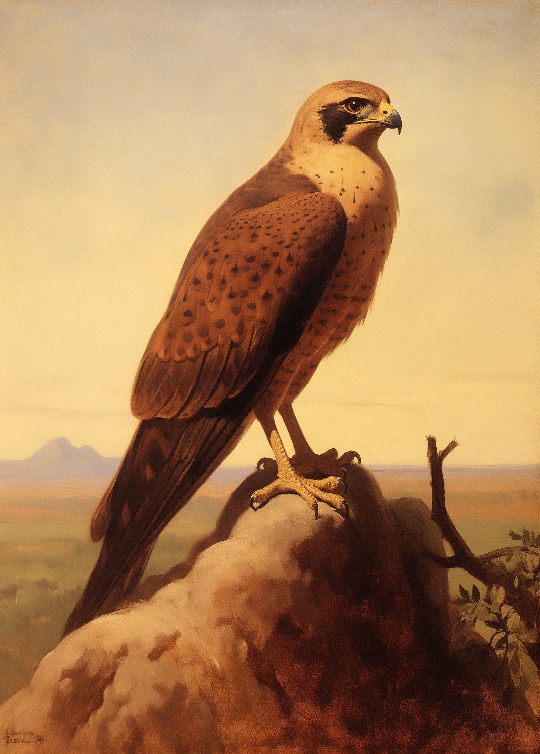 Sovereign Perch: Hawk on a Rock Printable Art - Etsy