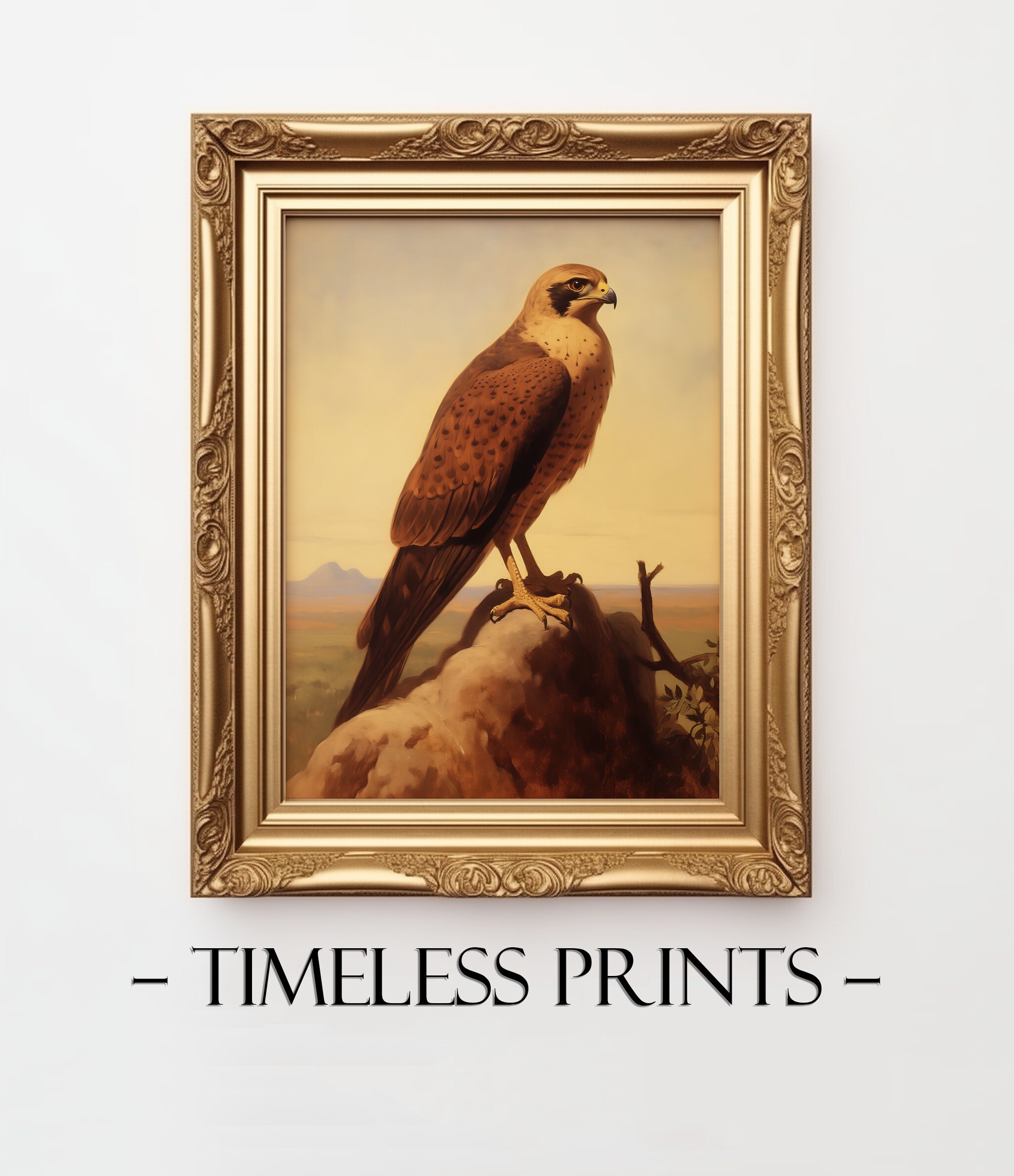 Sovereign Perch: Hawk on a Rock Printable Art - Etsy