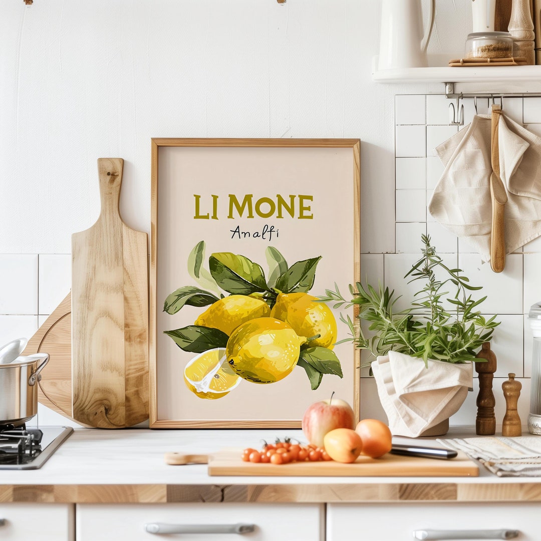 Lemon Art Print Fruit and Botanical Watercolor Painting for Kitchen ...