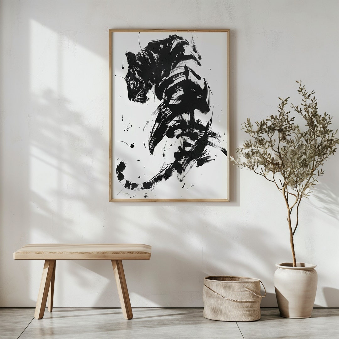 Japanese Tiger Ink Wall Art Print for Living Room Animal Wall Art Print ...