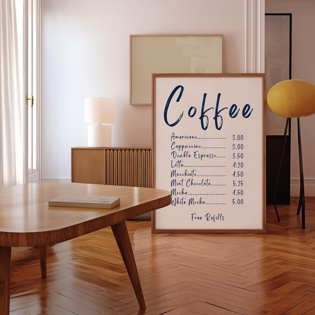 Coffee Art Print Coffee Bar Menu Art Print Coffee Bar Art Kitchen Art ...