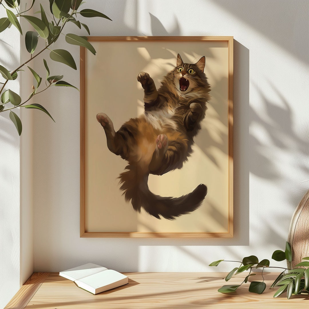 Cat Art Print Cat Wall Art Jumpy Jimmy Cat Art Print Cat Art Feline Art ...
