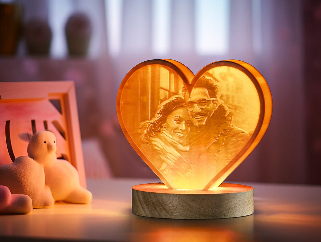Valentine Heart Lithophane Lamp | 1 Photo | Custom | Personalized - Etsy