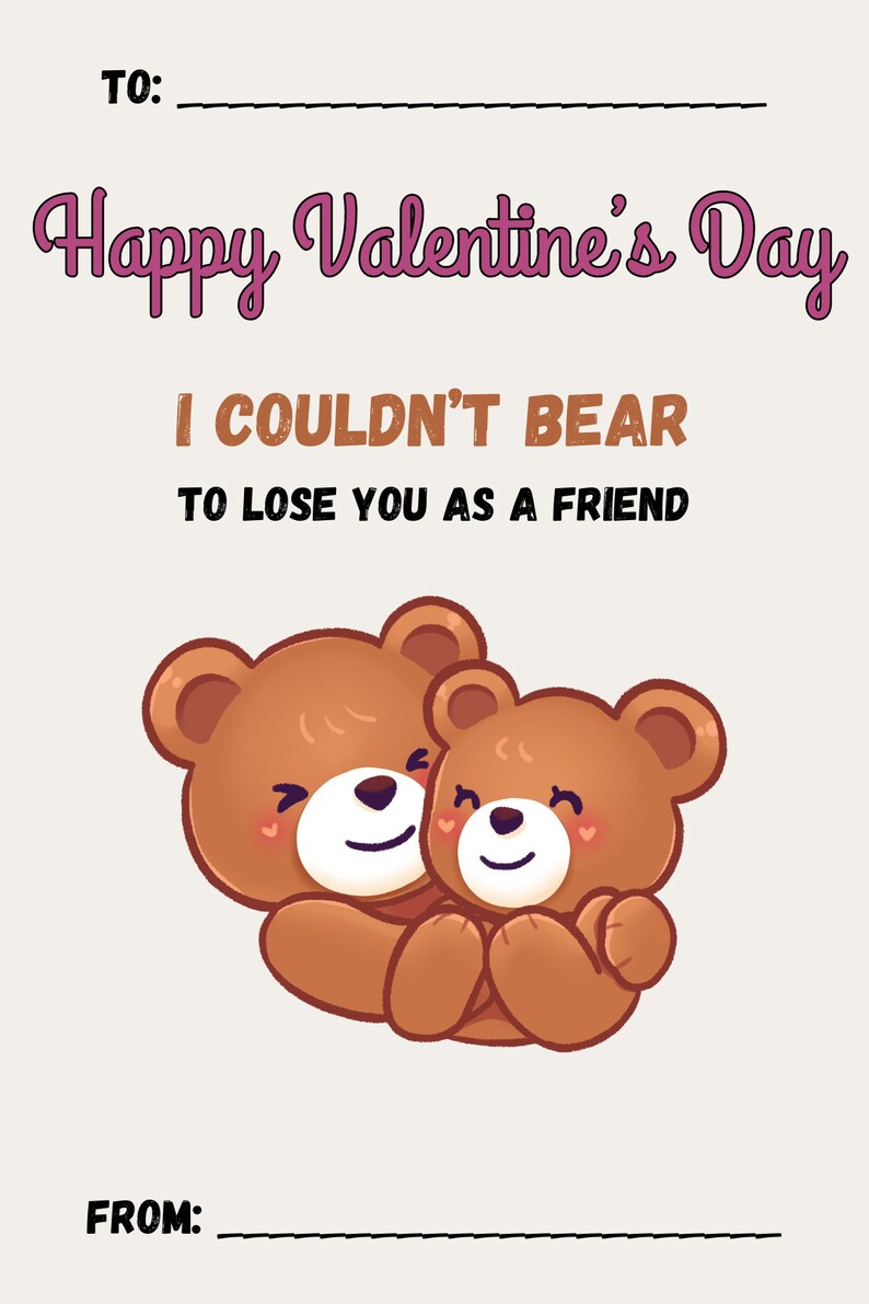 Valentine's Card for Friends Valentine's Day Canva Template - Etsy