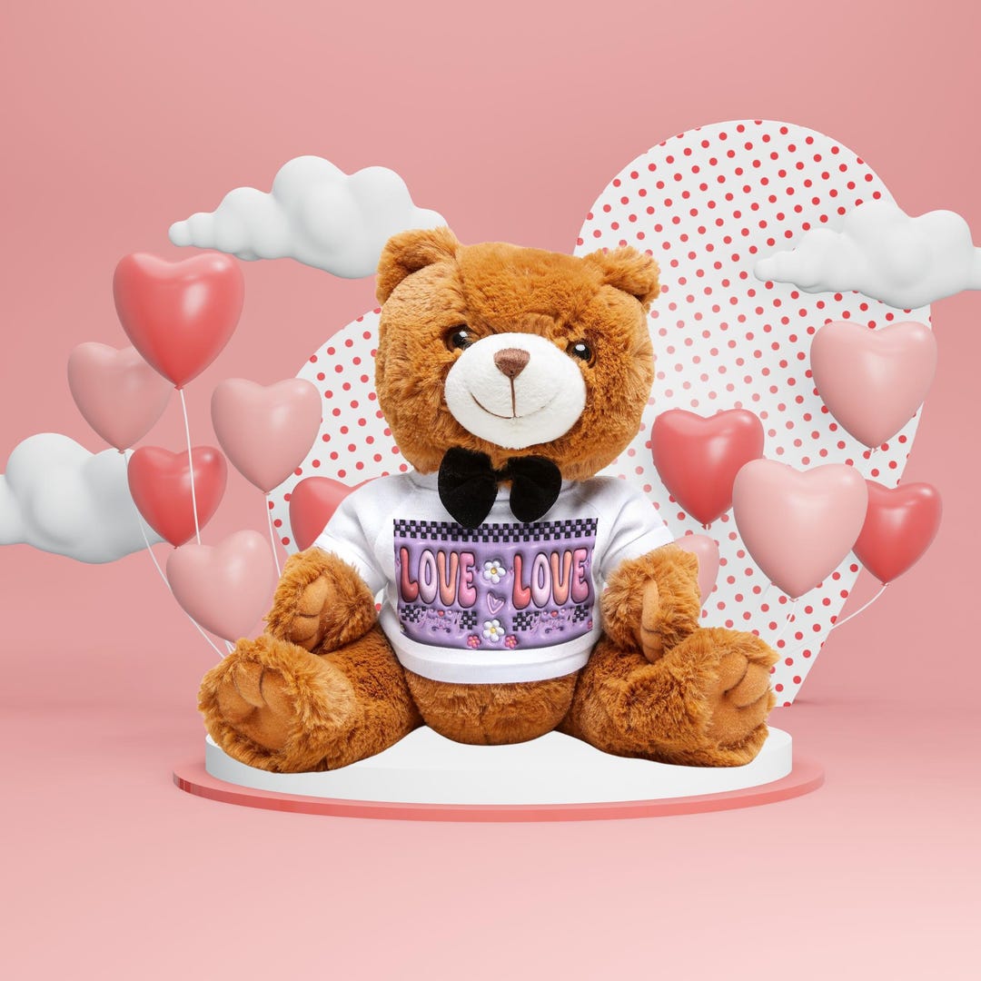 Valentine's Day Teddy Bear, Love Heart Stuffed Animal, Valentine's ...