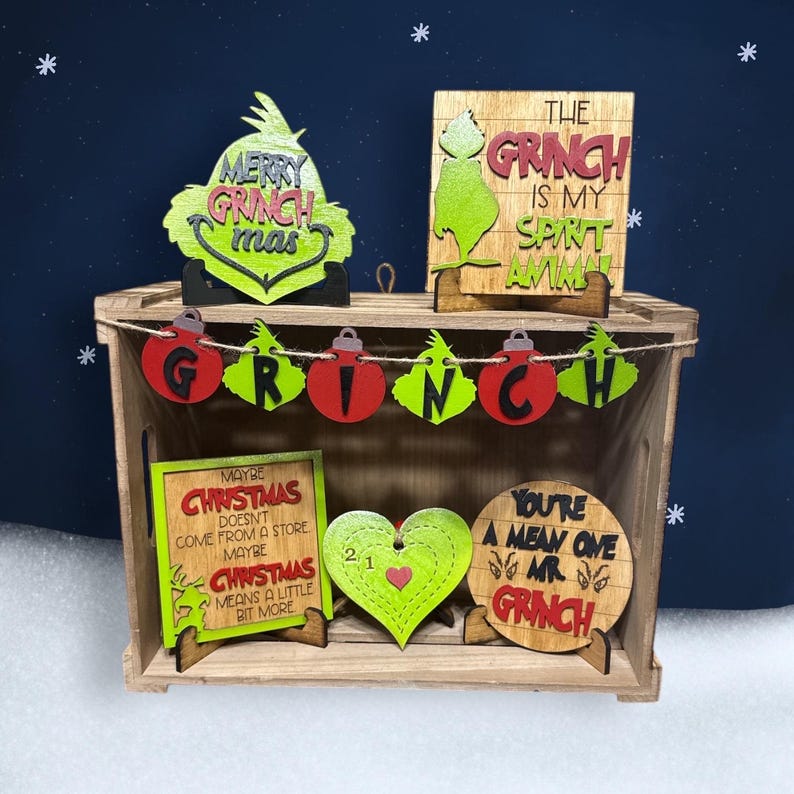 Grinch Inspired Tiered Tray Decor - Etsy