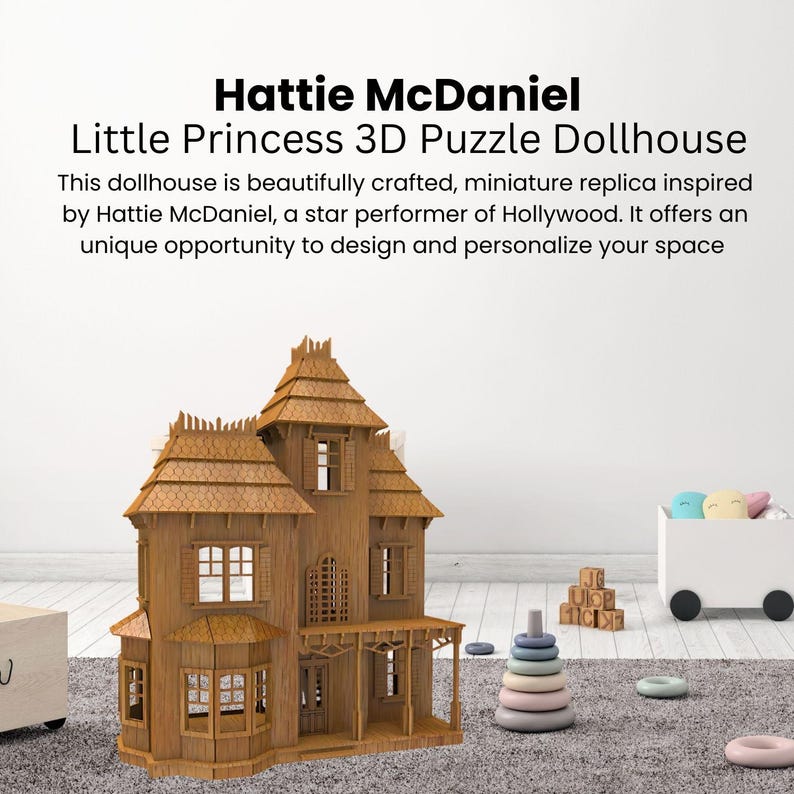 Hattie Mcdaniel Dollhouse - Little Princess - 3D Wooden Puzzle Kit ...