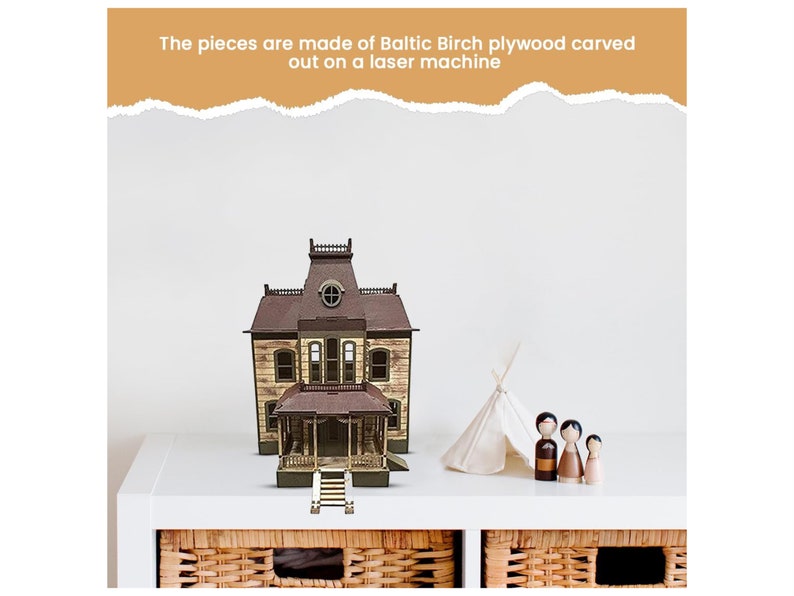 3D Wooden Puzzle Miniature Bates House Kit - DIY Tiny House Kit From ...