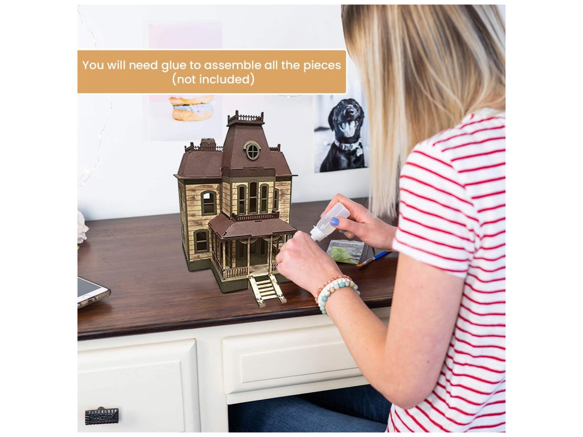 3D Wooden Puzzle Miniature Bates House Kit - DIY Tiny House Kit From ...