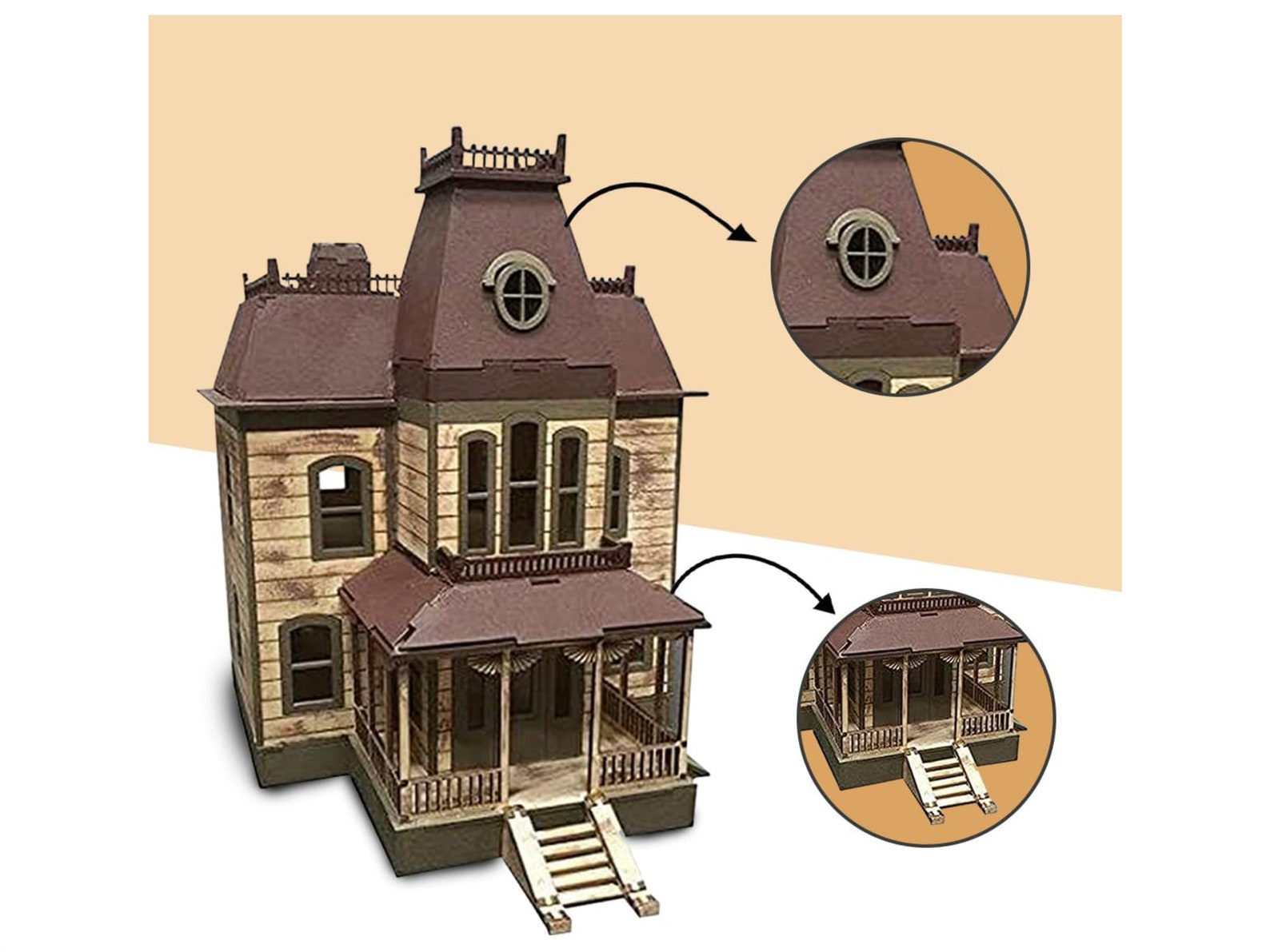 3D Wooden Puzzle Miniature Bates House Kit - DIY Tiny House Kit From ...